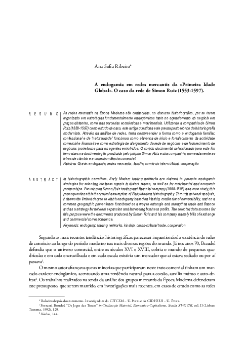 (PDF) A endogamia em redes mercantis da «Primeira Idade Global». O caso ...