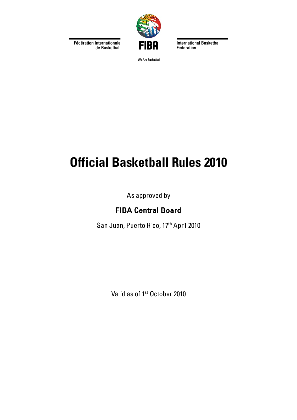 (PDF) Official Basketball Rules 2010 As approved by FIBA Central Board