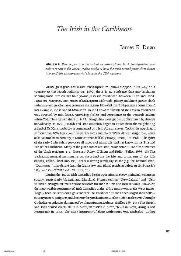 (PDF) The Irish in the Caribbean
