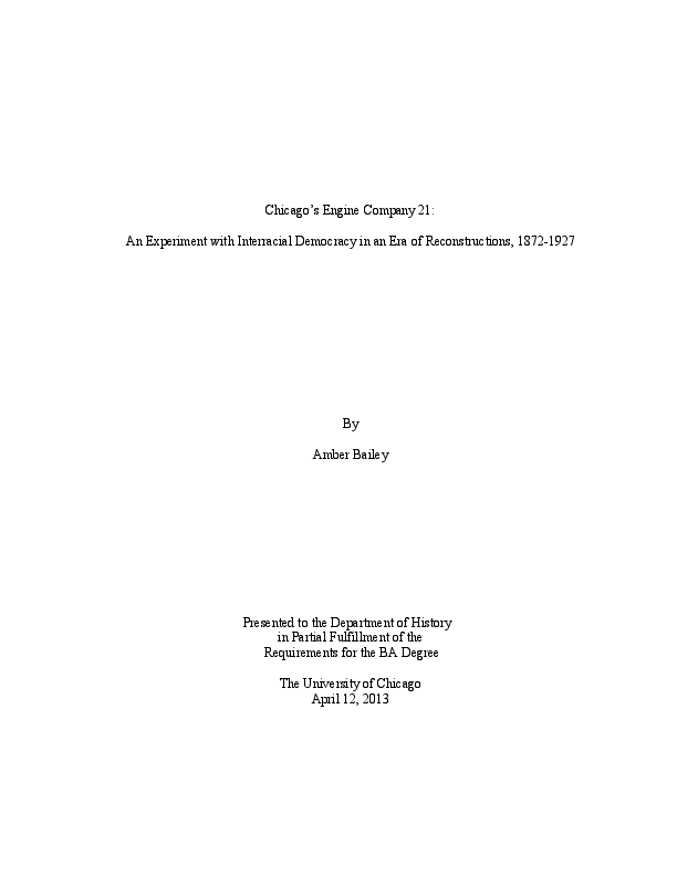 (PDF) Chicago's Engine Company 21: An Experiment with Interracial ...