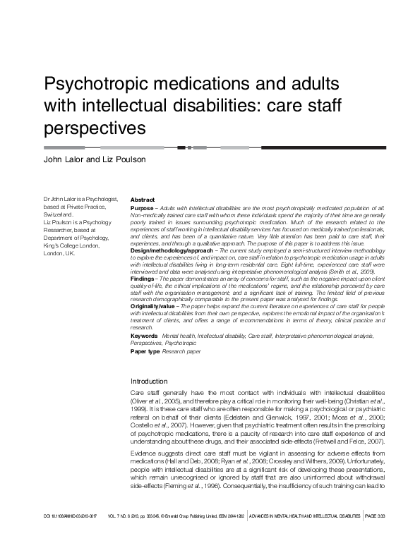 (PDF) Psychotropic medications and adults with intellectual ...