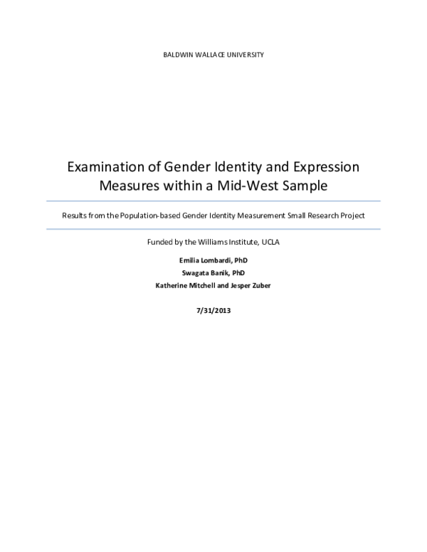 (PDF) Examination of Gender Identity and Expression Final Report for ...