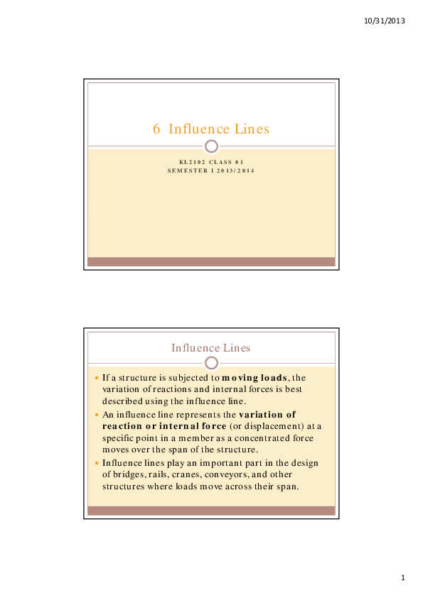(PDF) 6 Influence Lines
