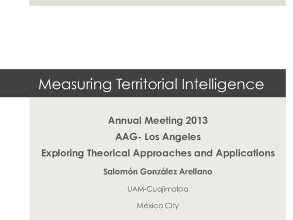(PDF) Measuring Territorial Intelligence