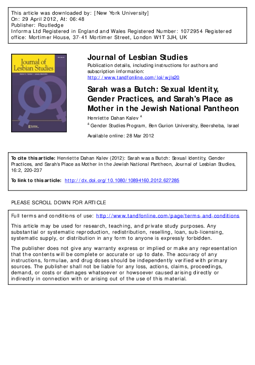 (PDF) sara was butch - the national Jewish mother