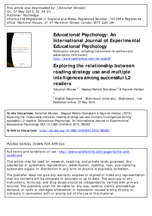 Exploring the relationship between reading strategy use and multiple ...