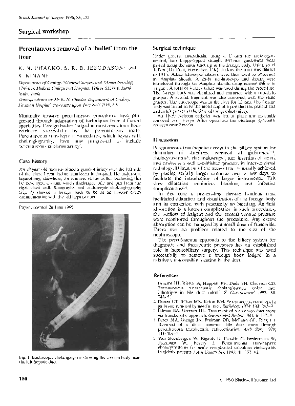 (PDF) Surgical workshop Percutaneous removal of a 'bullet' from the