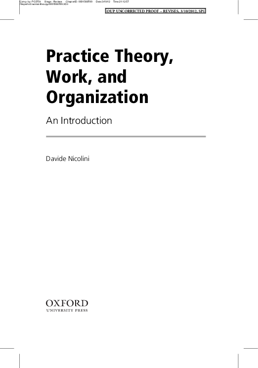 (PDF) PRACTICE THEORY, WORK AND ORGANIZATION. AN INTRODUCTION