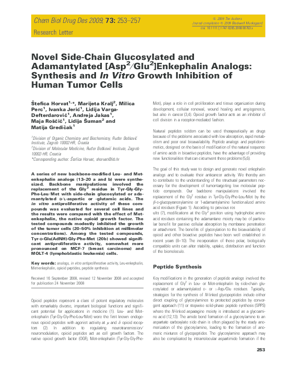 (PDF) Novel Side-Chain Glucosylated and Adamantylated [Asp 2 /Glu 2 ...
