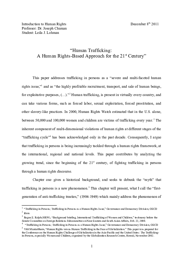 (DOC) “Human Trafficking: A Human Rights-Based Approach for the 21st ...