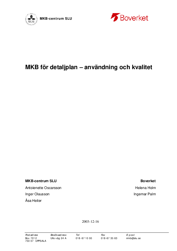 (PDF) MKB för detaljplan - användning och kvalitet
