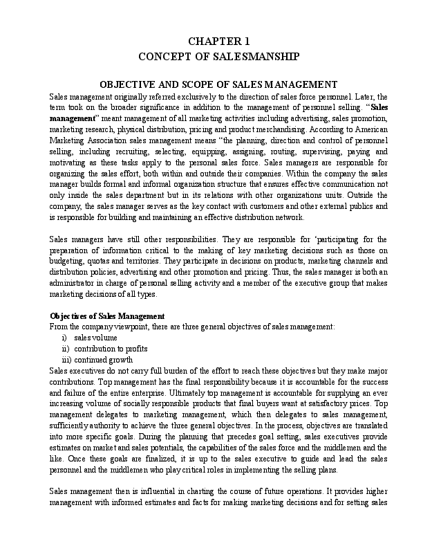 (DOC) Chapter 1-concept of salesmanship