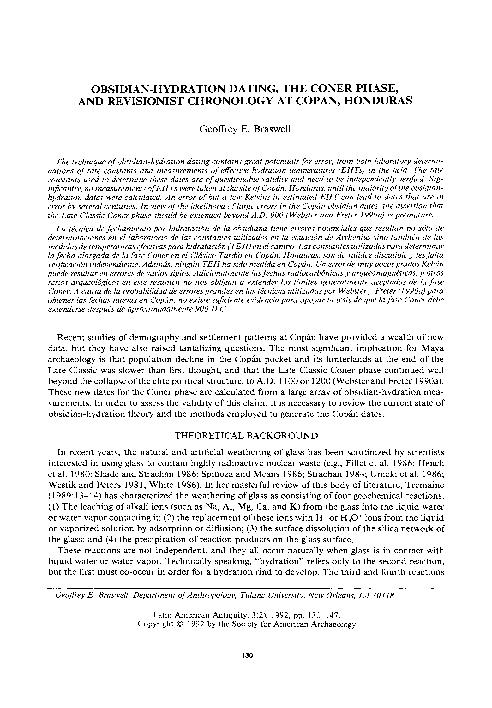 (PDF) (1992a) Obsidian Hydration Dating, the Coner Phase, and ...