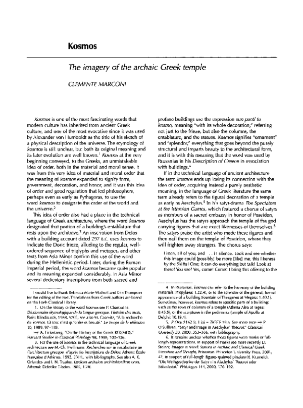 (PDF) 2004. “Kosmos: the Imagery of the Archaic Greek Temple.”