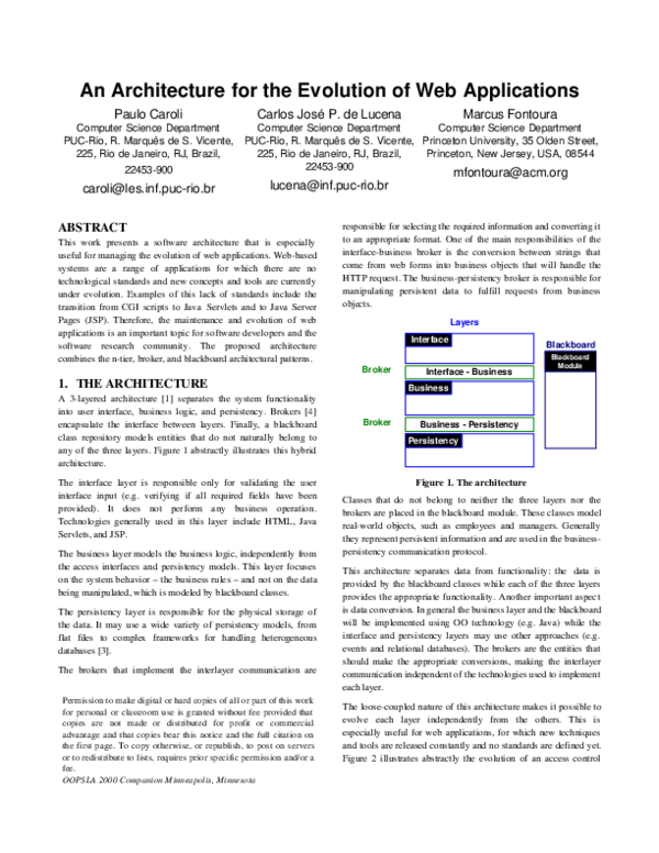 (PDF) An architecture for the evolution of Web applications (poster session