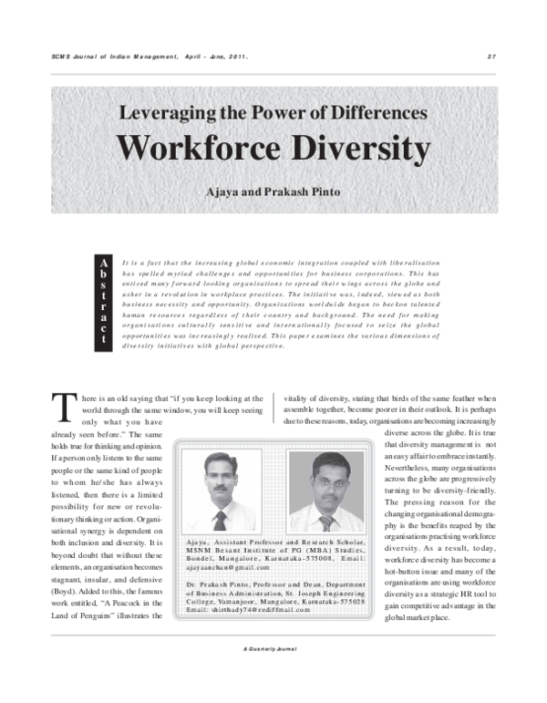 (PDF) Leveraging the Power of Differences Workforce Diversity