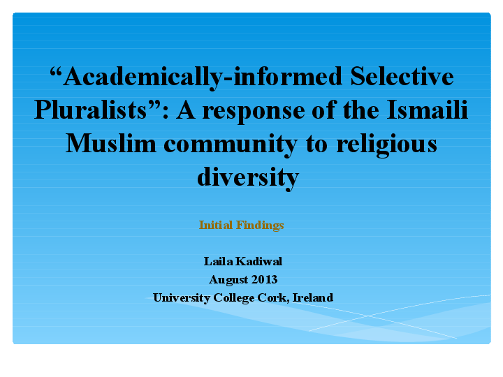 (PPT) Approaches to Religious Diversity in the Ismaili Muslim Religious ...