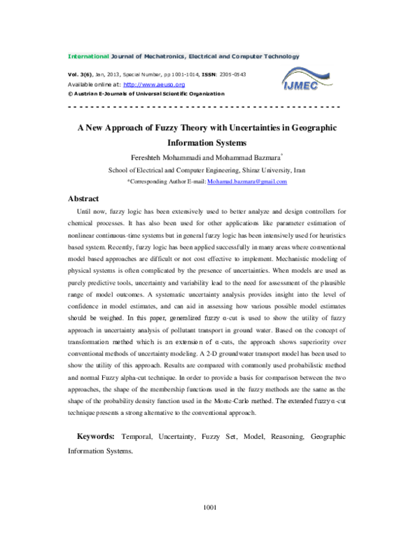 (PDF) A New Approach of Fuzzy Theory with Uncertainties in Geographic Information Systems