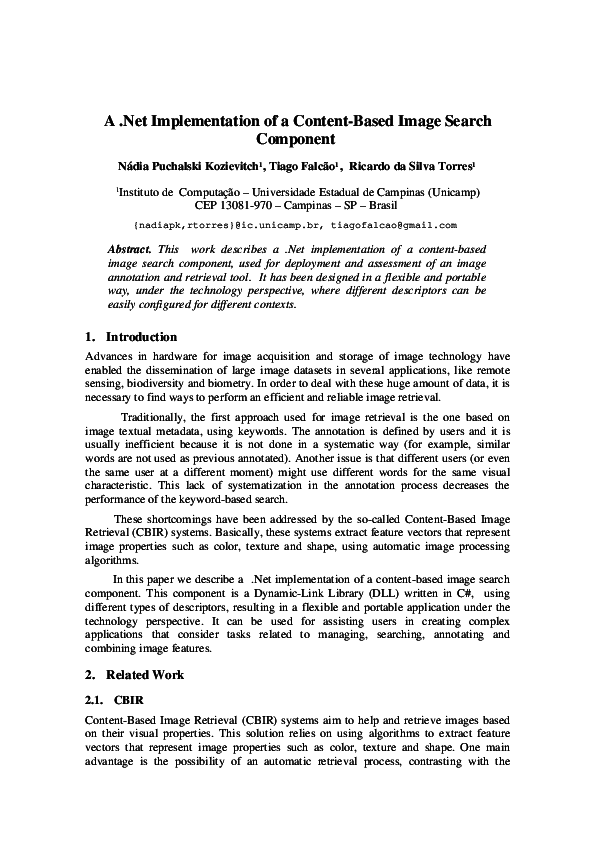 (PDF) A.Net Implementation of a Content-Based Image Search Component