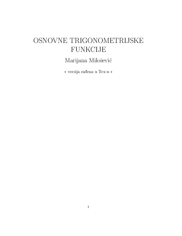 Pdf Osnovne Trigonometrijske Funkcije