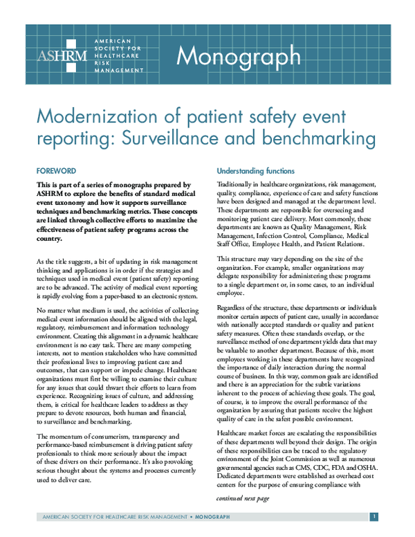 (PDF) Modernization of patient safety event reporting: Surveillance and ...