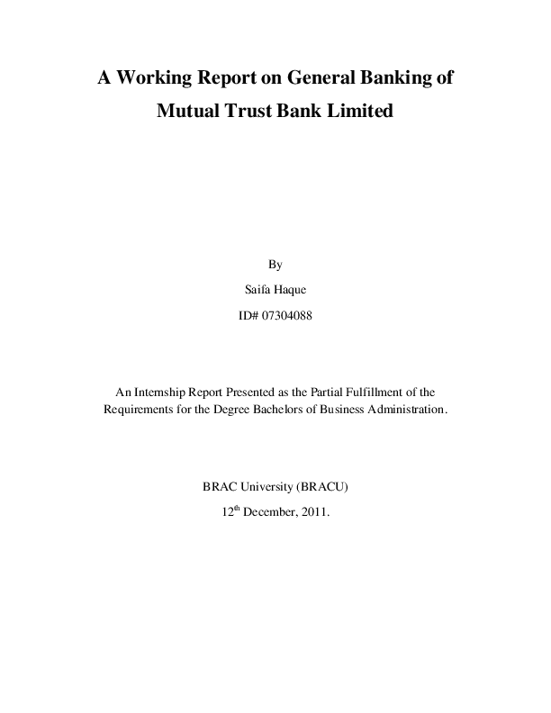 (PDF) A Working Report on General Banking of Mutual Trust Bank Limited