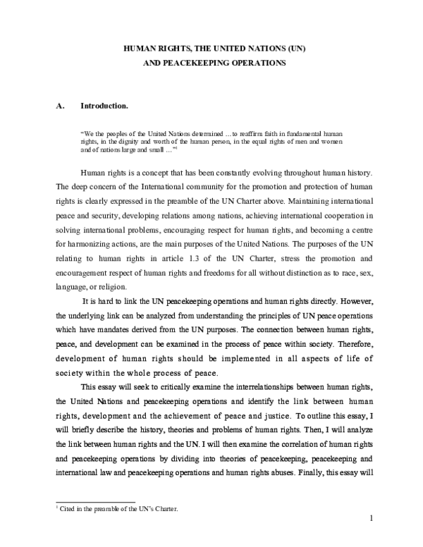 (DOC) HUMAN RIGHTS, THE UNITED NATIONS (UN) AND PEACEKEEPING OPERATIONS
