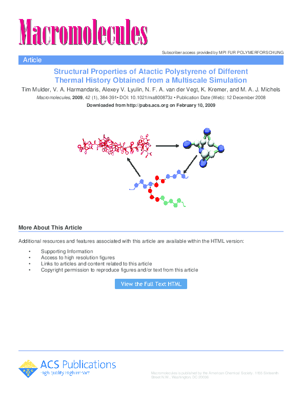 (PDF) Structural Properties of Atactic Polystyrene of Different Thermal ...