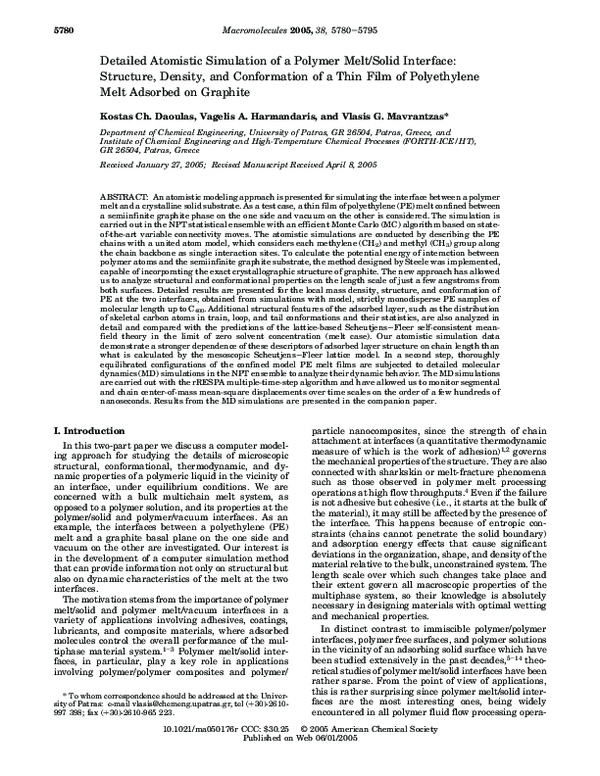 (PDF) Detailed Atomistic Simulation of a Polymer Melt/Solid Interface ...