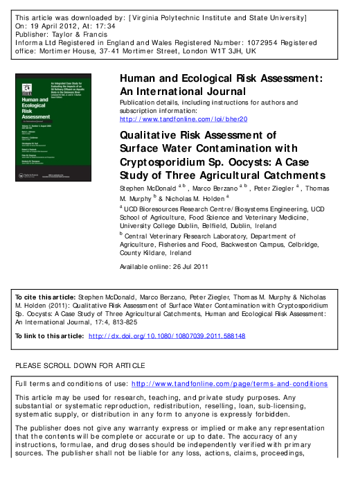 (PDF) Human and Ecological Risk Assessment: An International Journal ...
