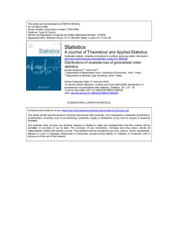 Pdf Distributions Of Exceedances Of Generalized Order Statistics