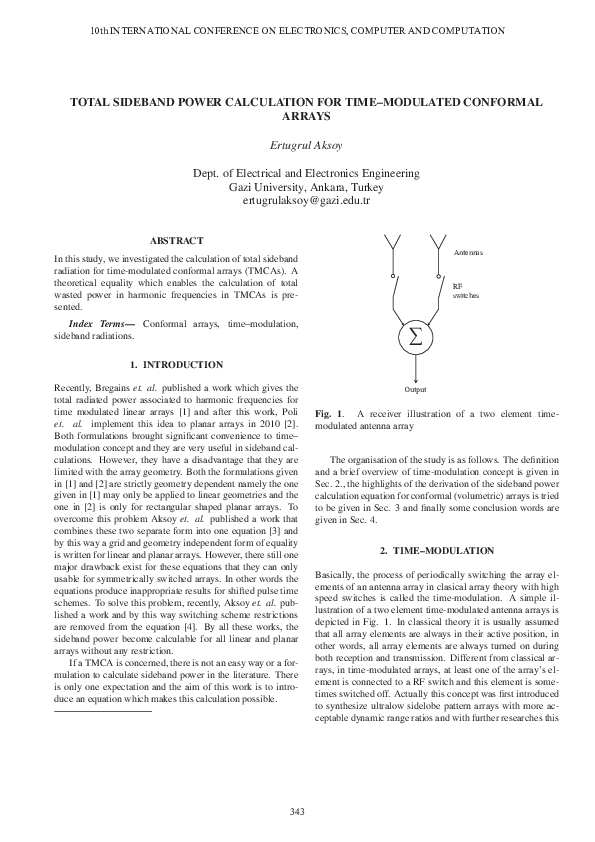Pdf Total Sideband Power Calculation For Time Modulated Conformal Arrays