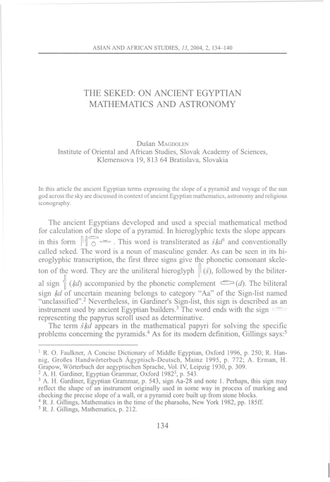 The Seked: On Ancient Egyptian Mathematics and Astronomy
