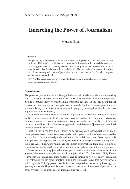 (PDF) Encircling the Power of Journalism