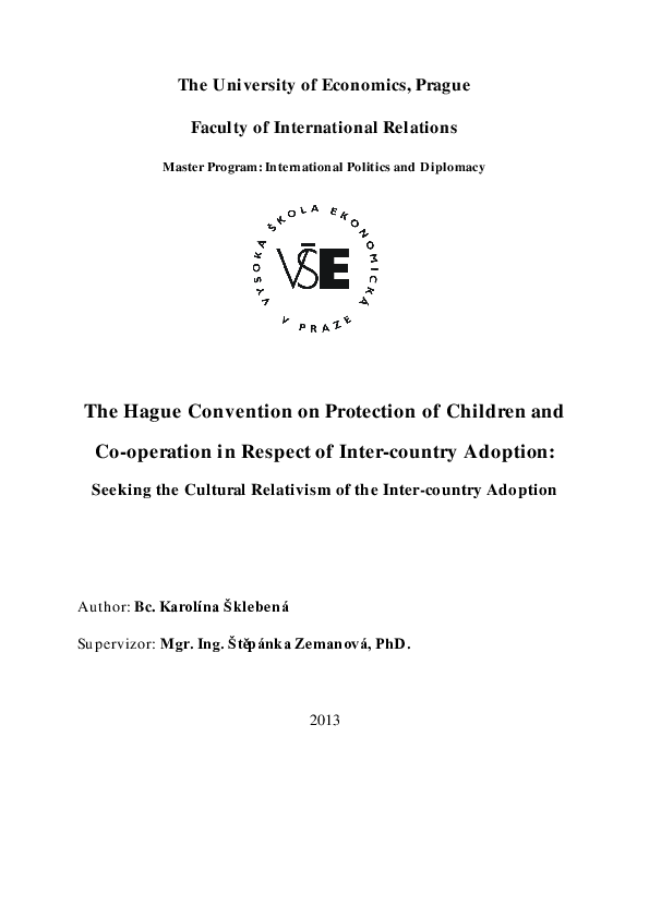 (PDF) T The Hague Convention on Protection of Children and Co-operation ...