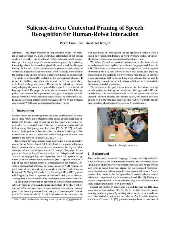 (PDF) Salience-driven Contextual Priming of Speech Recognition for Human-Robot Interaction