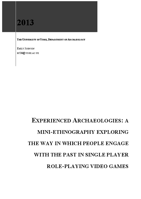 (PDF) Experienced Archaeologies: A mini-ethnography exploring the way ...