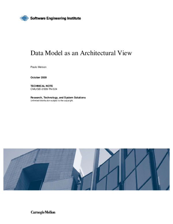 (PDF) Data Model as an Architectural View
