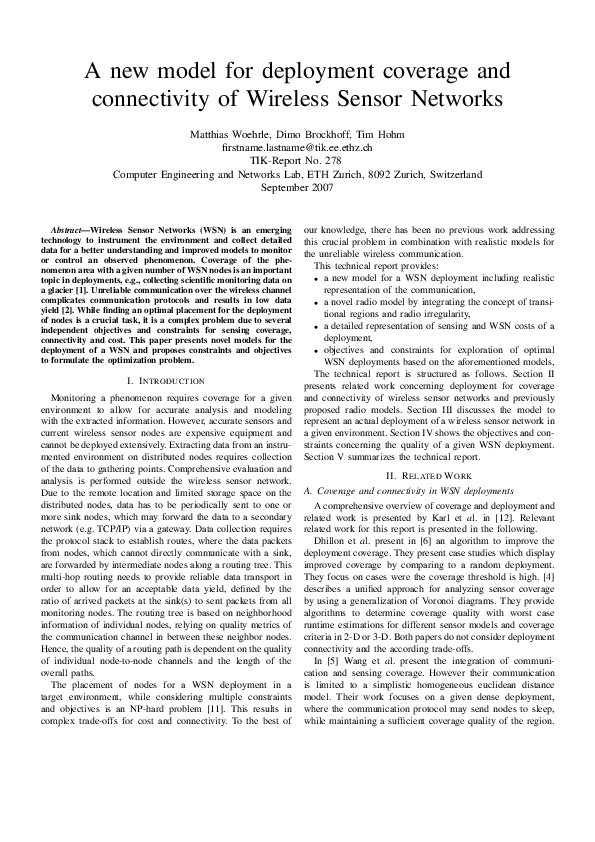 (PDF) A new model for deployment coverage and connectivity of Wireless Sensor Networks
