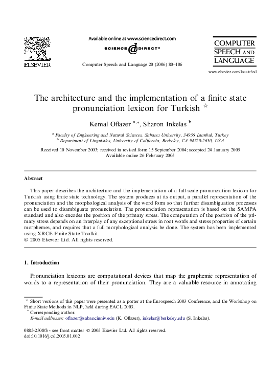 (PDF) The architecture and the implementation of a finite state ...