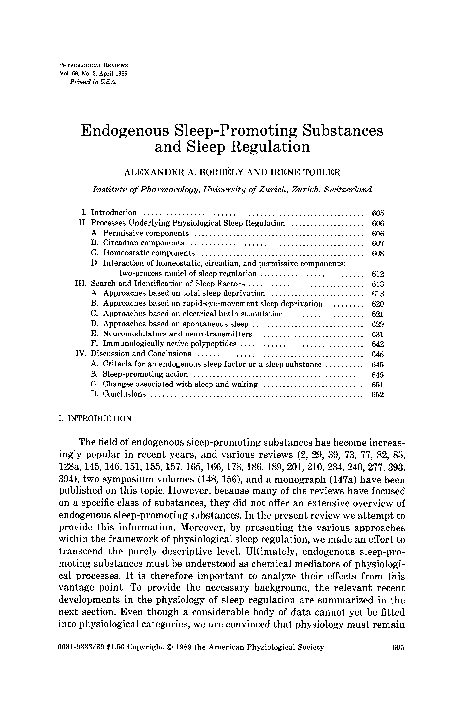 (PDF) Endogenous Sleep-Promoting Substances and Sleep Regulation and ...
