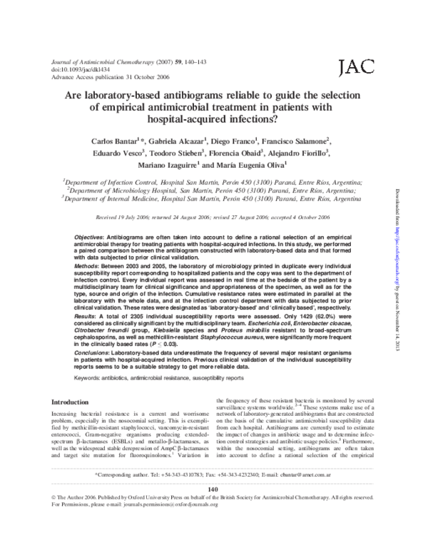 (PDF) Are laboratory-based antibiograms reliable to guide the selection ...