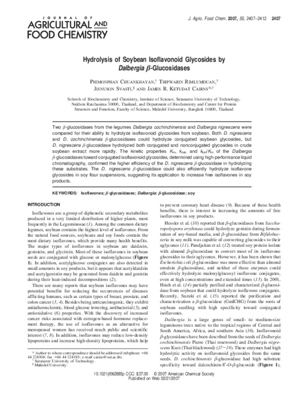 (PDF) Hydrolysis of Soybean Isoflavonoid Glycosides by Dalbergia -Glucosidases