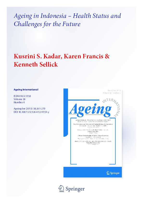 (PDF) Ageing in Indonesia - health Status and Challenges for the Future ...