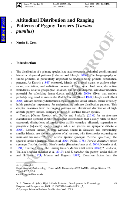 (PDF) Altitudinal Distribution and Ranging Patterns of Pygmy Tarsiers ...