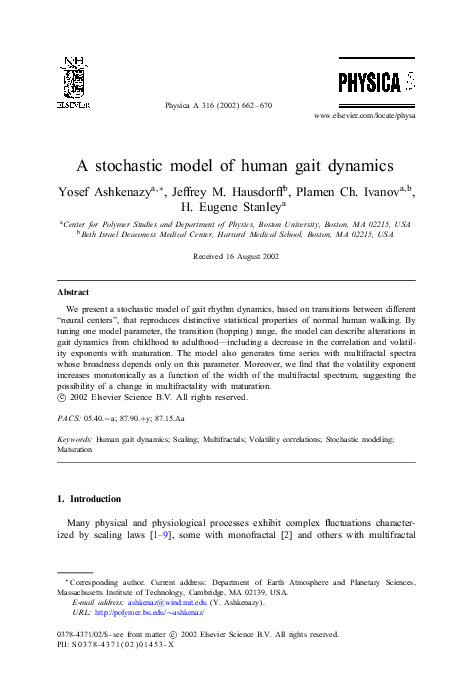 (PDF) A stochastic model of human gait dynamics