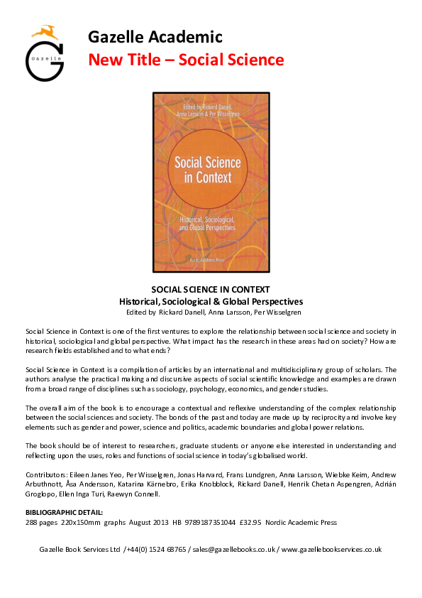 (PDF) Social Science in Context: Historical, Sociological & Global ...