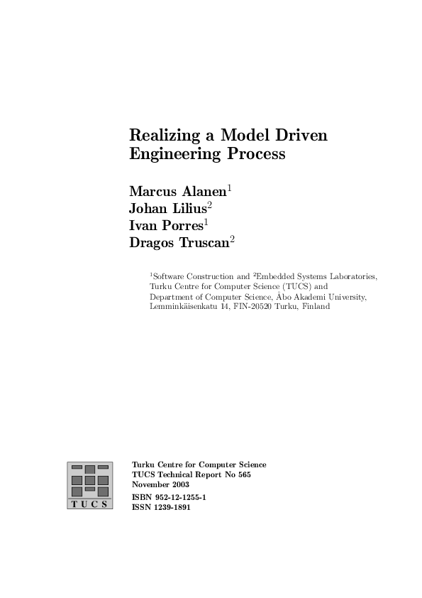 (PDF) Realizing a Model Driven Engineering Process