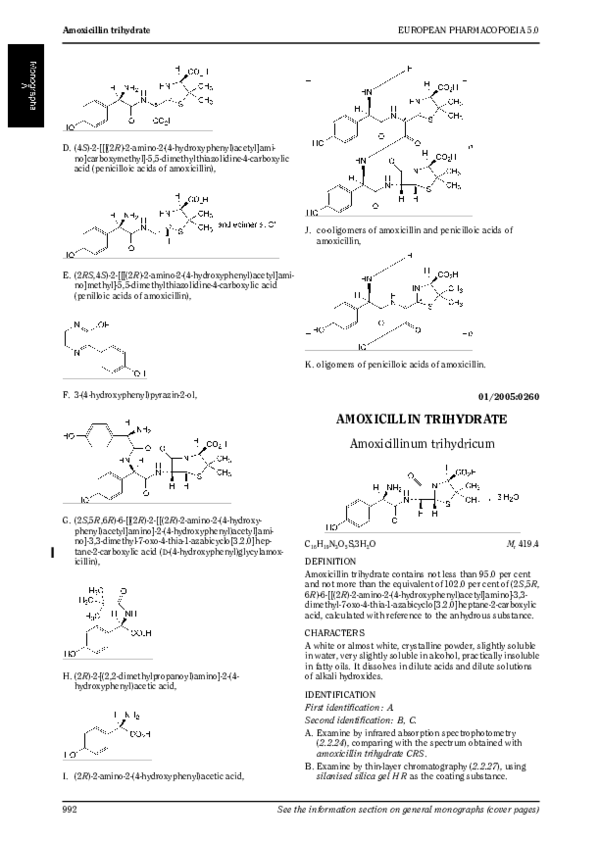 (PDF) Amoxicillin trihydrate EUROPEAN PHARMACOPOEIA 5.0