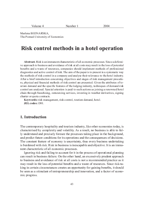 pdf-risk-control-methods-in-a-hotel-operation-marlena-a-bednarska-academia-edu